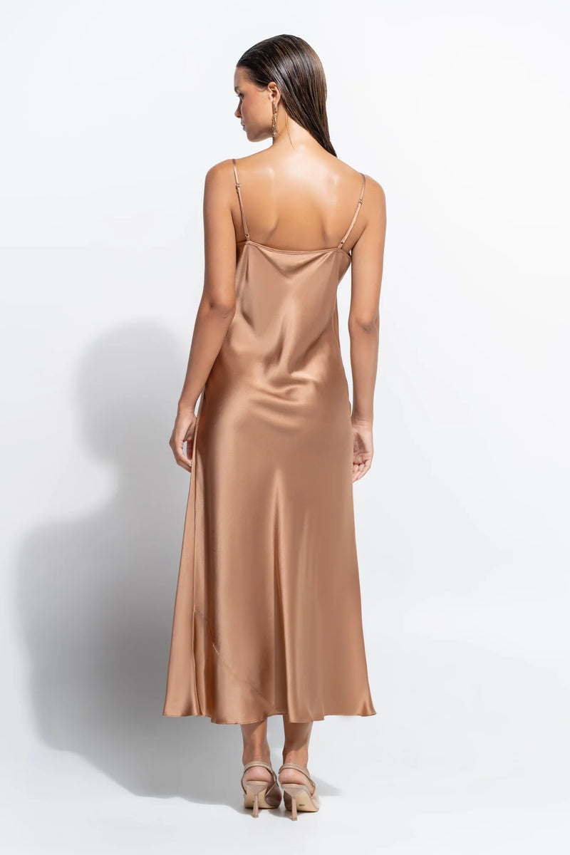 Ginia - Silk Lace Slip | Mocha – Peachie Lingerie